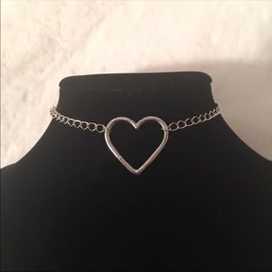Jewelry | Silver Chain Heart Choker | Poshmark